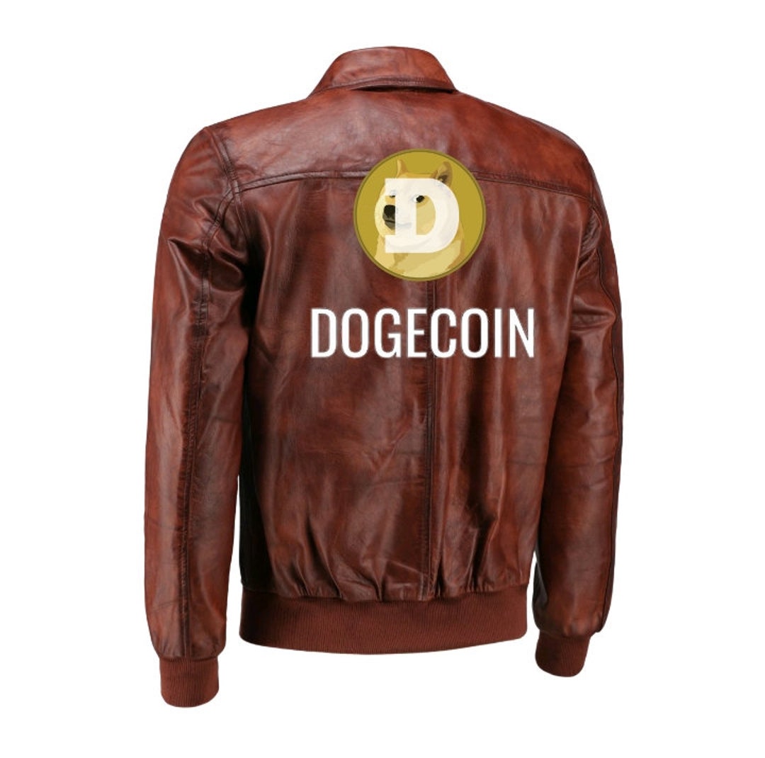 Handmade Dogecoin Brown Bomber Leather Jacket - Etsy