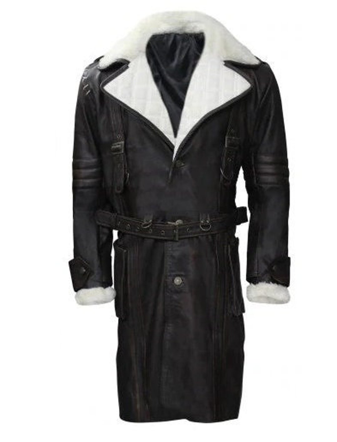 Handmade Elder Maxson Fur Collar Long Leather Battle Jacket Coat - Etsy