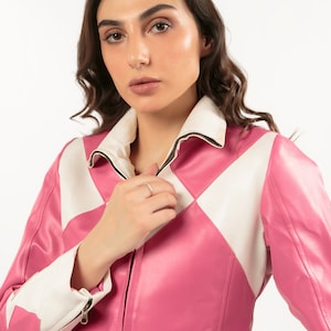 Pink Ranger Themed Leather Jacket Handcrafted by Ox and Bulls - Etsy