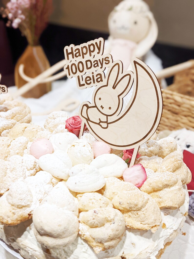 Miffy Bunny Theme Cake Topper, Baby Girl, 100 Days Birthday Party, Baby ...