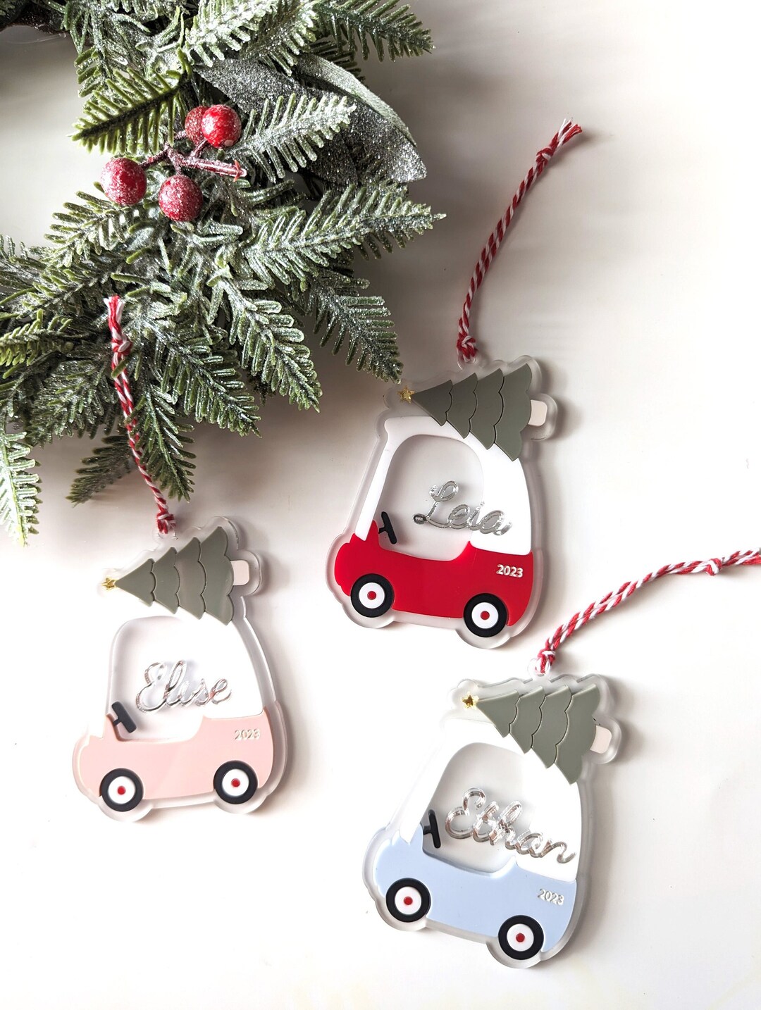 Custom Kids Car Ornament, Cute First Christmas, Acrylic Ornaments ...