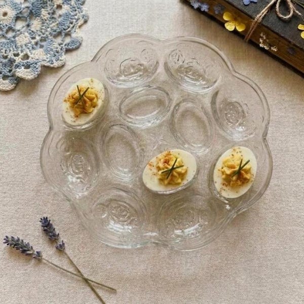 Egg Plate Glass Vintage - Etsy