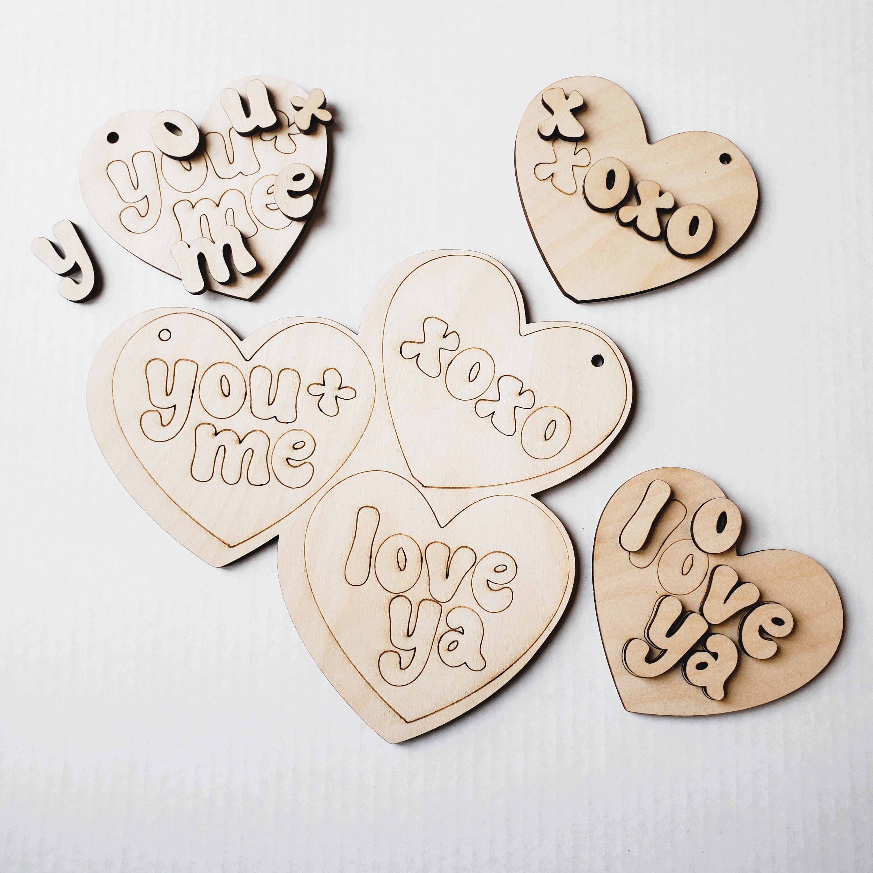 Word Hearts Valentine's Day Wood Blank DIY Round Door Hanger Sign ...