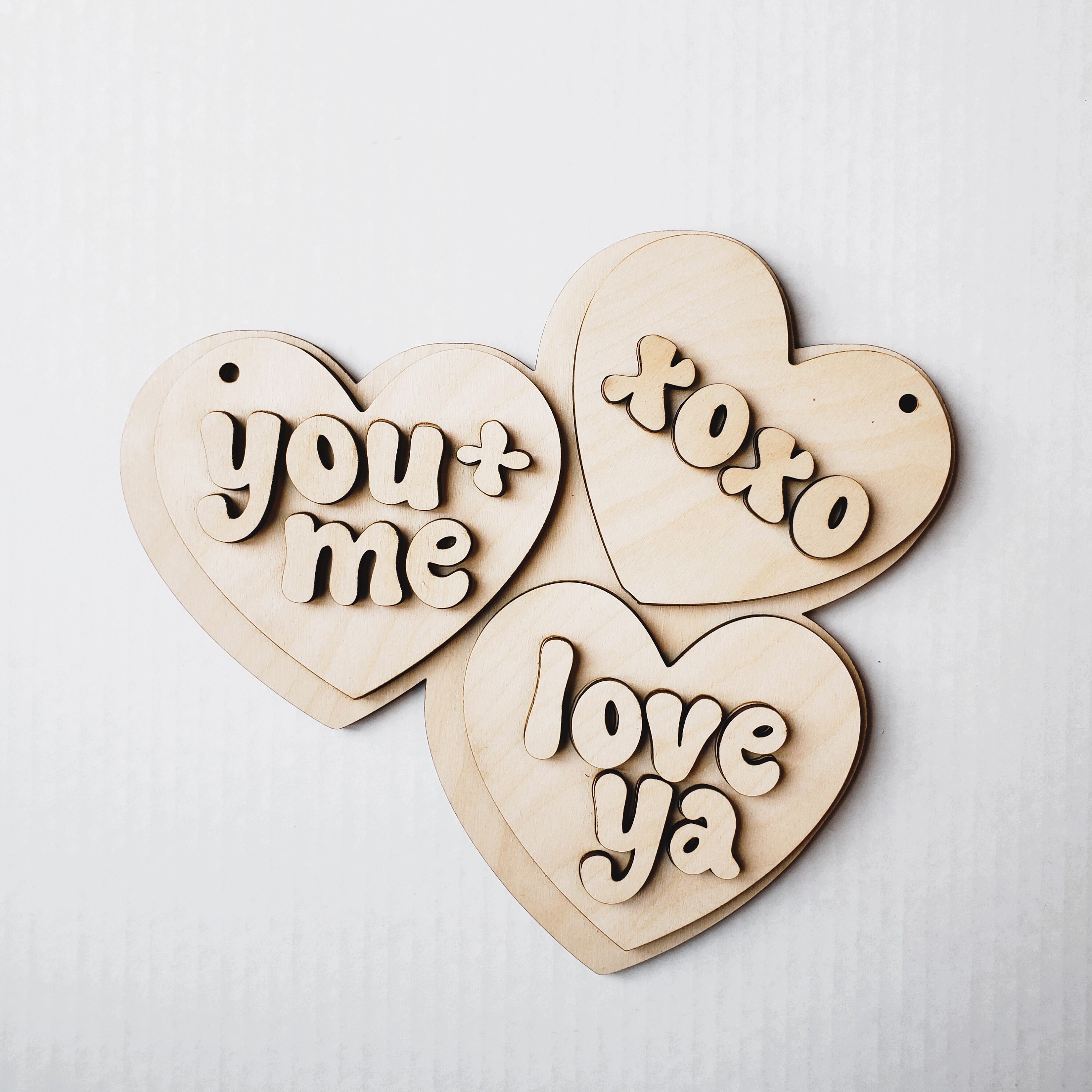 Word Hearts Valentine's Day Wood Blank DIY Round Door Hanger Sign ...