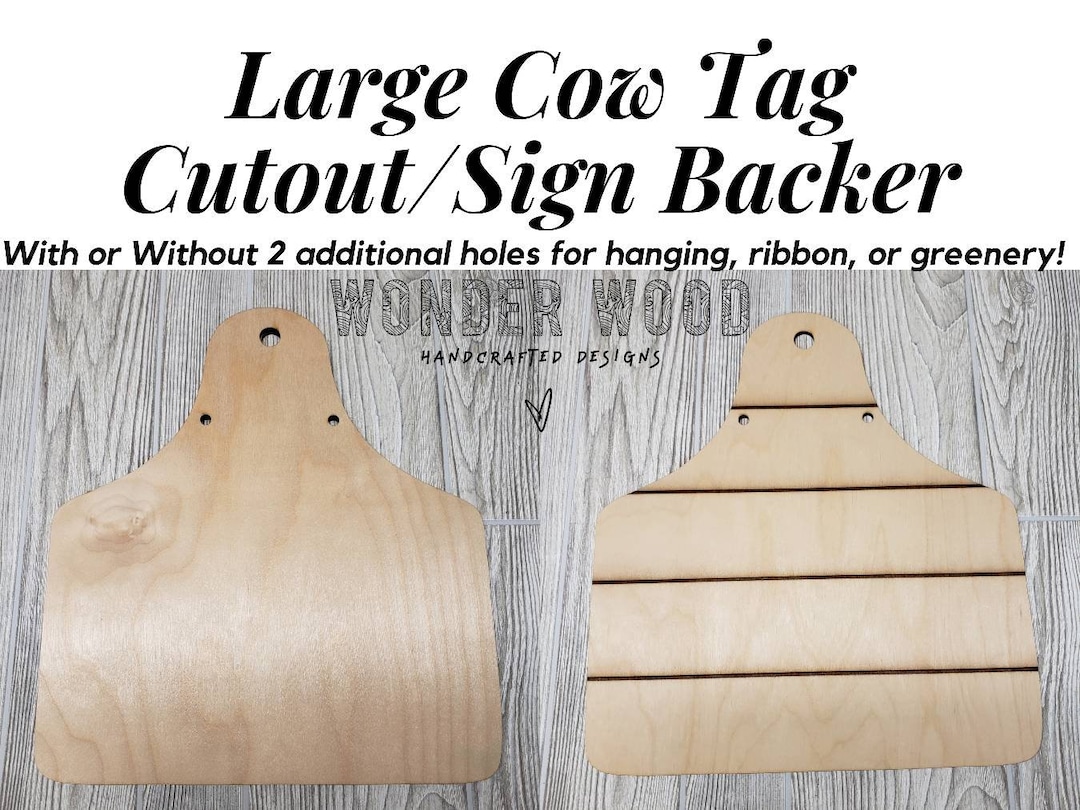 Large Cow Tag Cutout Sign Door Hanger Precut Wood Blank or Shiplap Sign ...