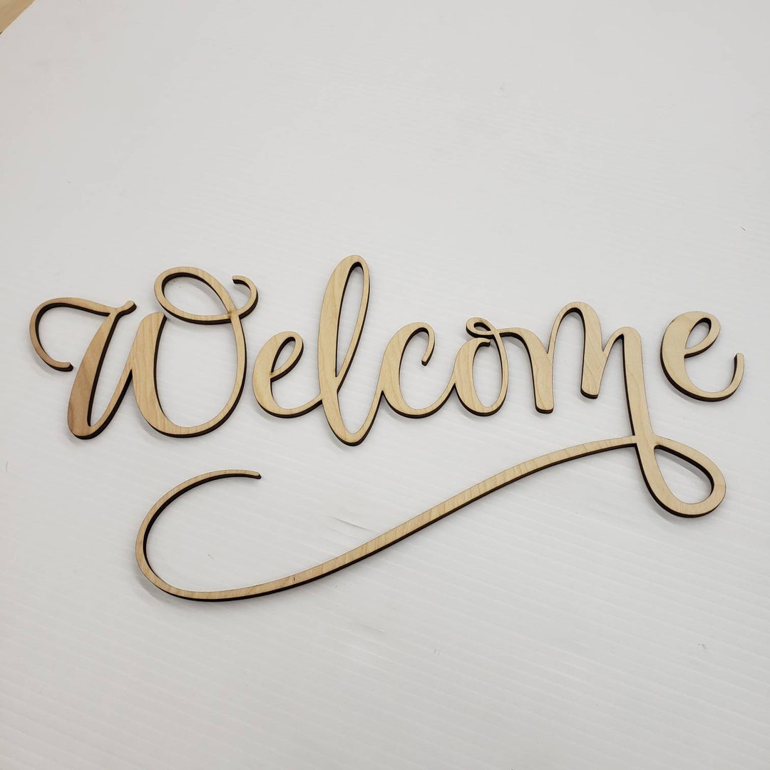 WELCOME Script Wood Cutout DIY Precut Words for You (12" 15" OR 18 ...