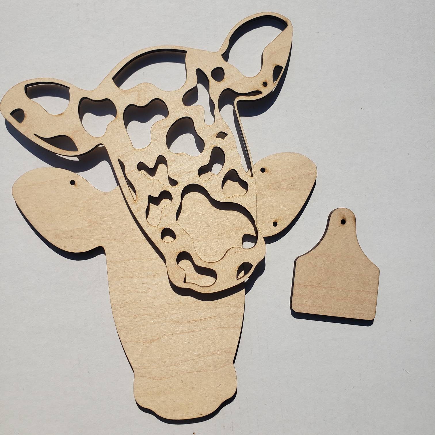 Double Layer Spots Cow Print Cow Head and Tag Wood Cutout Blank - Etsy