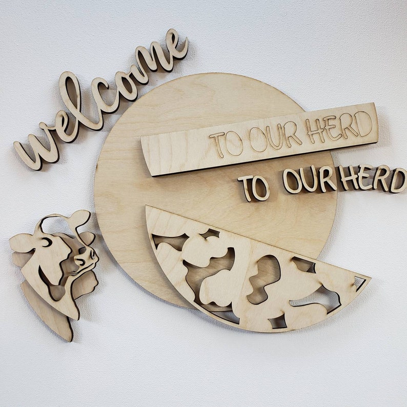 Welcome to Our HERD 3D Cow Sign Round Door Hanger Precut Wood Blank - Etsy