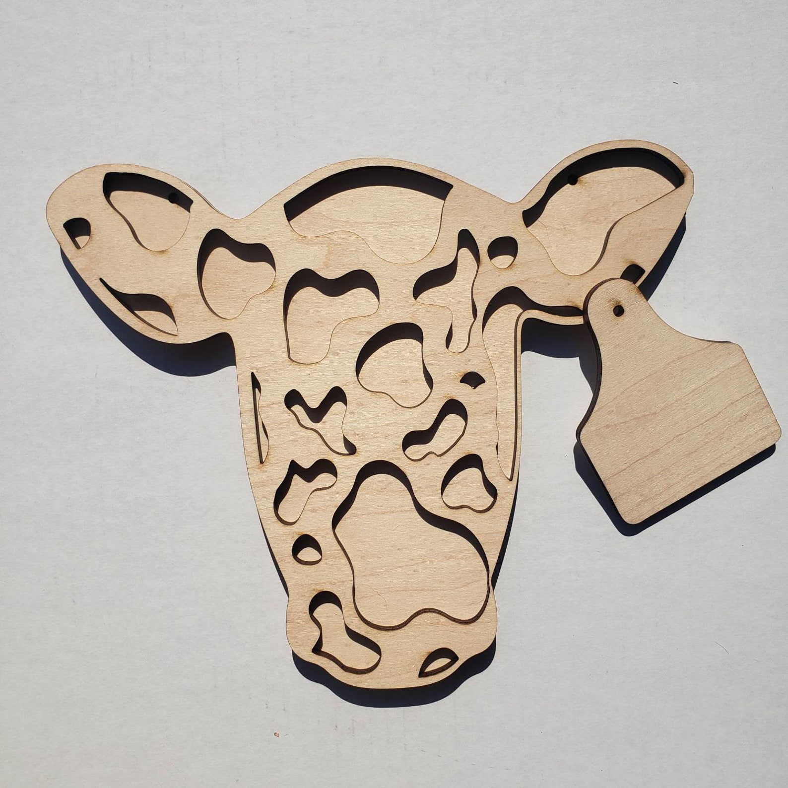 Double Layer Spots Cow Print Cow Head and Tag Wood Cutout Blank - Etsy