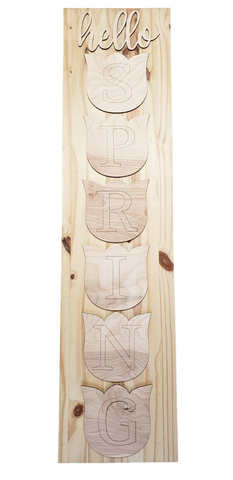 Blank Wood Hello Spring Flowers Porch Leaner Cutouts Only-no - Etsy