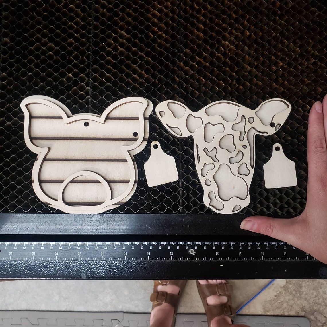 Double Layer Spots Cow Print Cow Head and Tag Wood Cutout Blank - Etsy