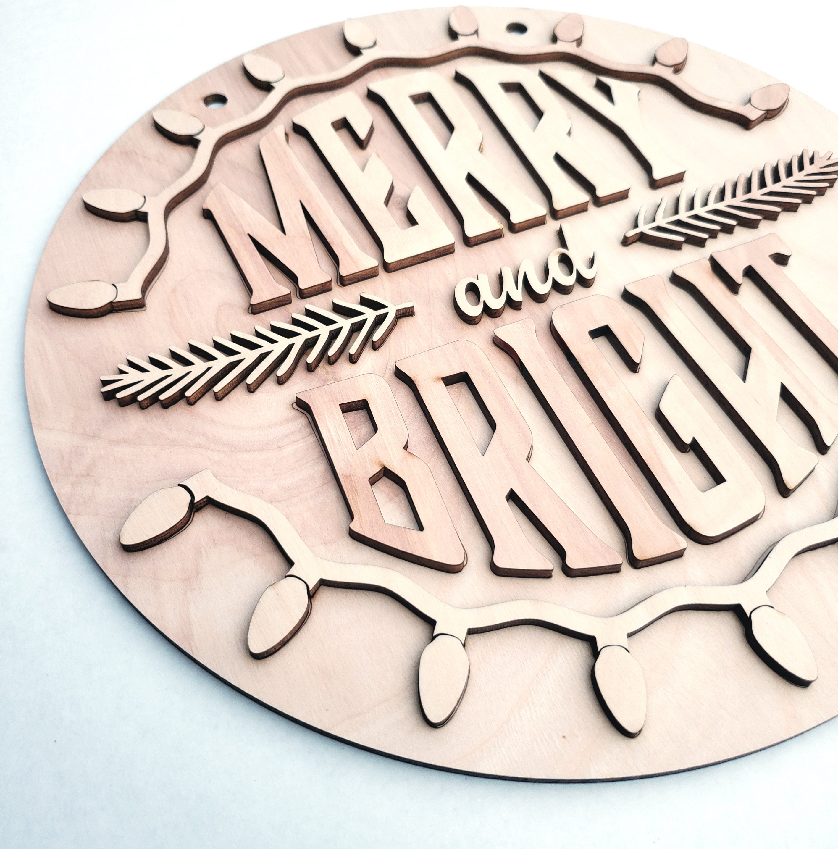 Wood Blank Christmas Lights Merry and Bright Retro Look - Etsy