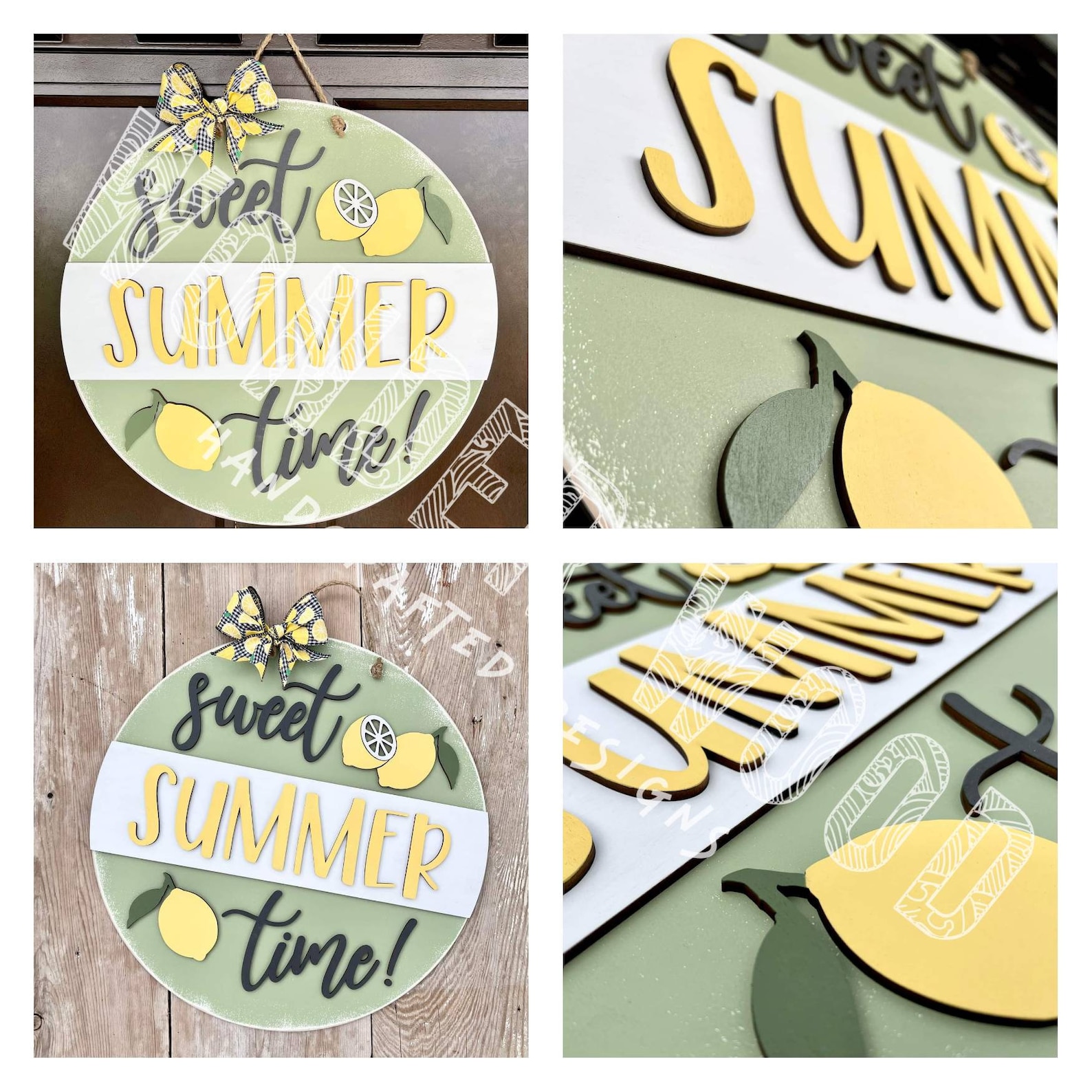 Summer Time Lemons Front Door Hanger DIY Wood Blank Sign | Etsy
