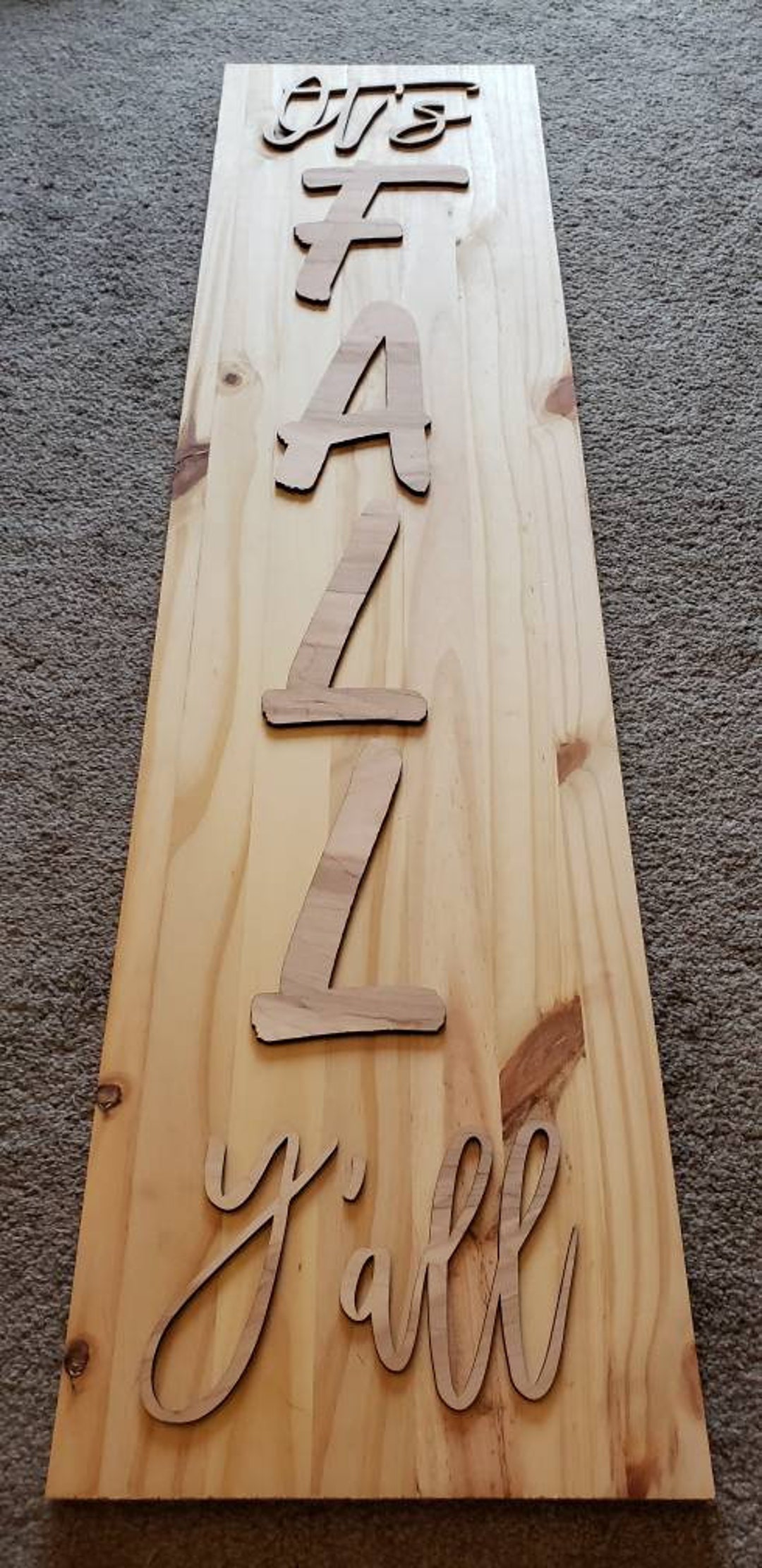 Blank Wood Fall Y'all Autumn Welcome Sign Cutout Letters for Tall Porch ...