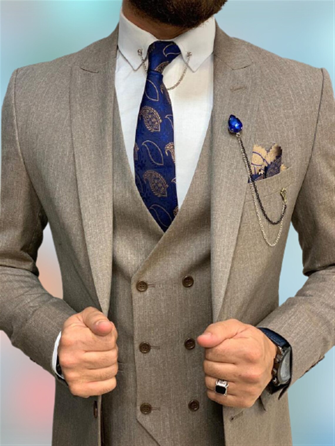 Men Suits Beige Wedding Groom Wear Suits Mens Dinner Suit 3 | Etsy