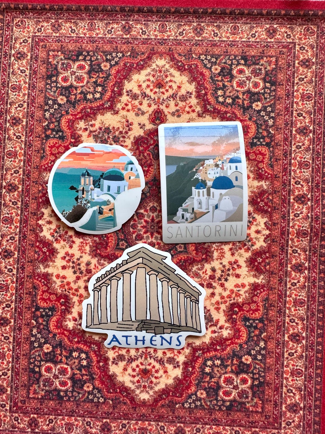 Greece Sticker Set of 3 Santorini and Athens Landmarks Decals for ...