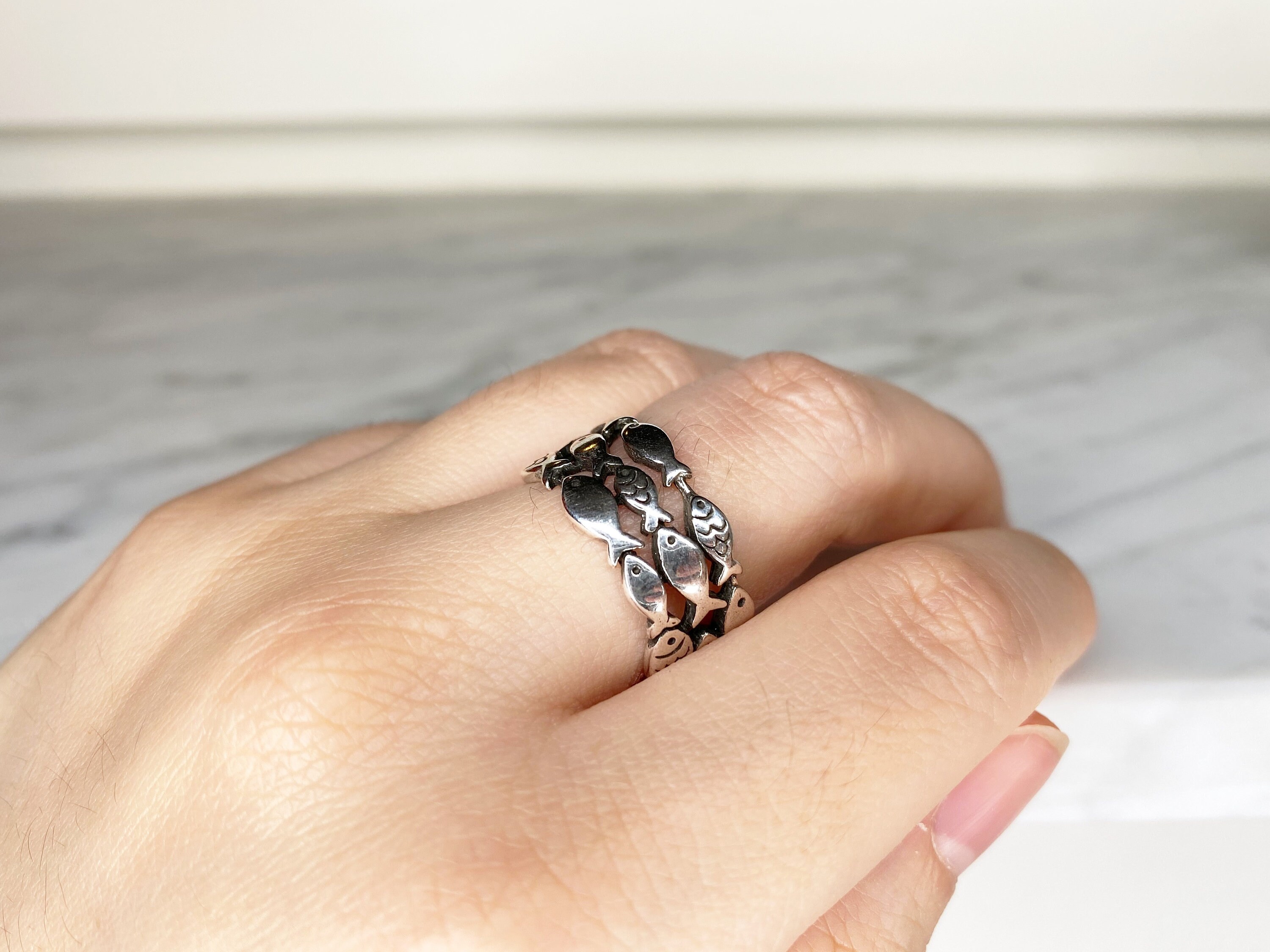 Silver Fish Ring Swimming Fish Ring 925 Sterling Silver Adjustable Ring ...