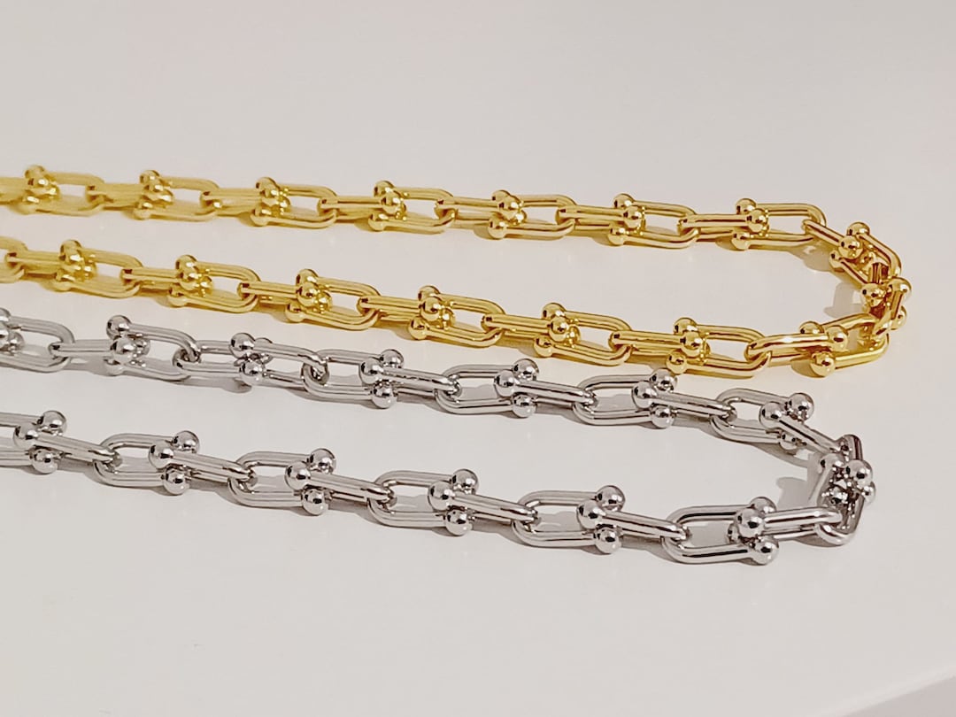 925 Sterling Silver U-link Chain Necklace, Sterling Silver Chunky Chain ...