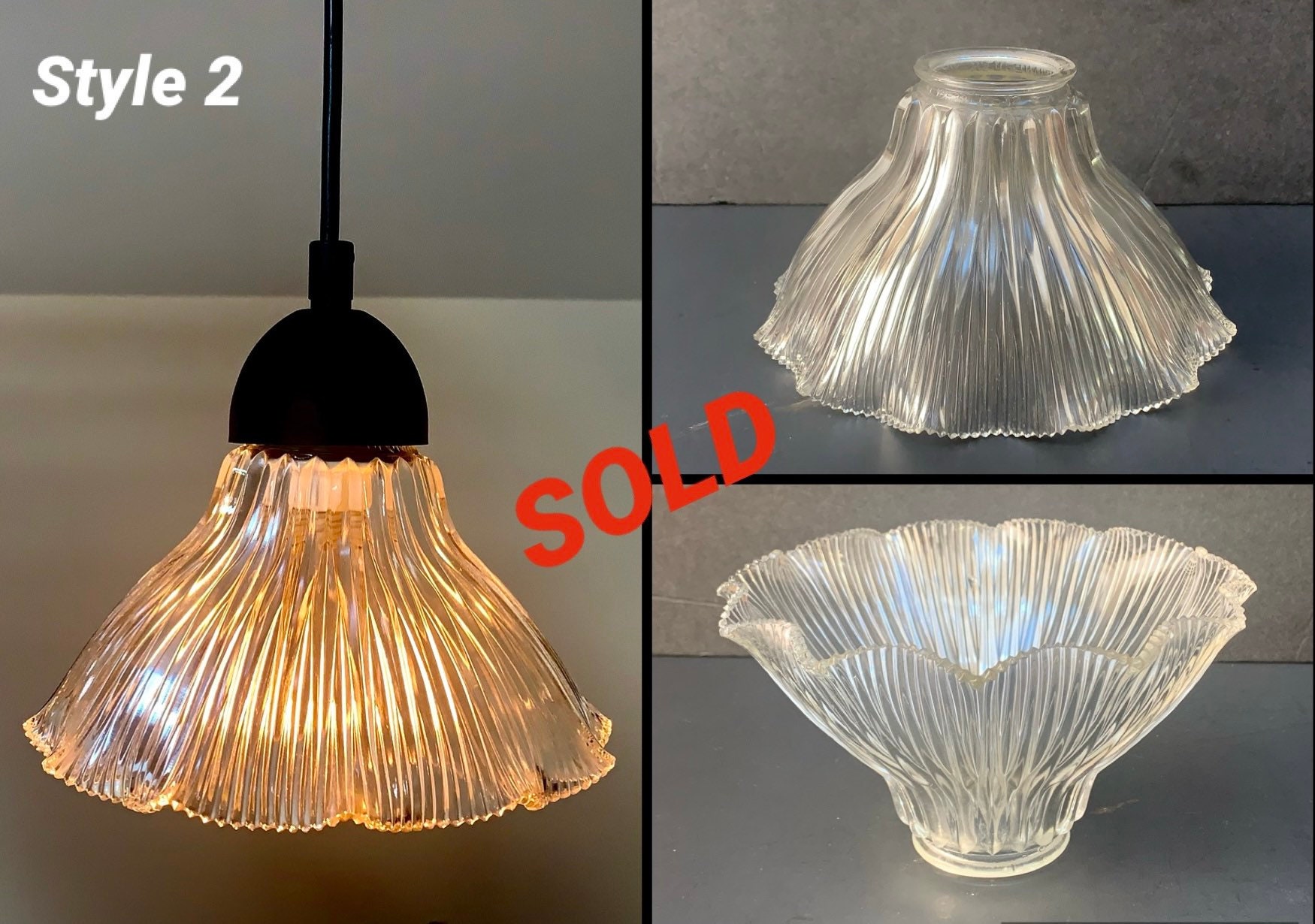 RH Lamp Shade Replacement Glass Lamp Shade,flat Glass Shade, Cone Glass ...