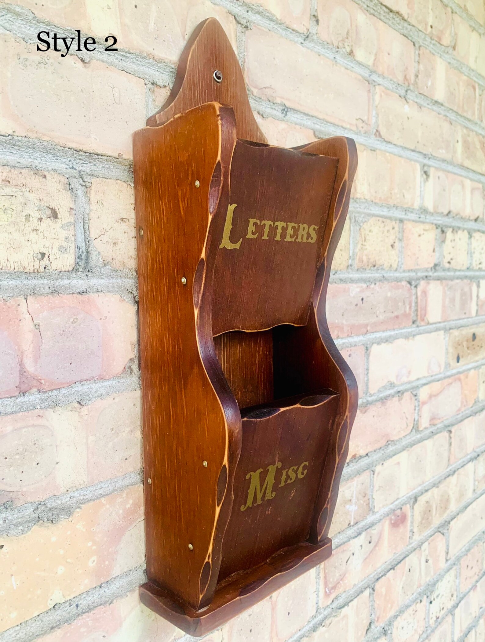 Wall Mount Letter Holder, Mail Key Sort Rack Vintage Wood Storage Box ...