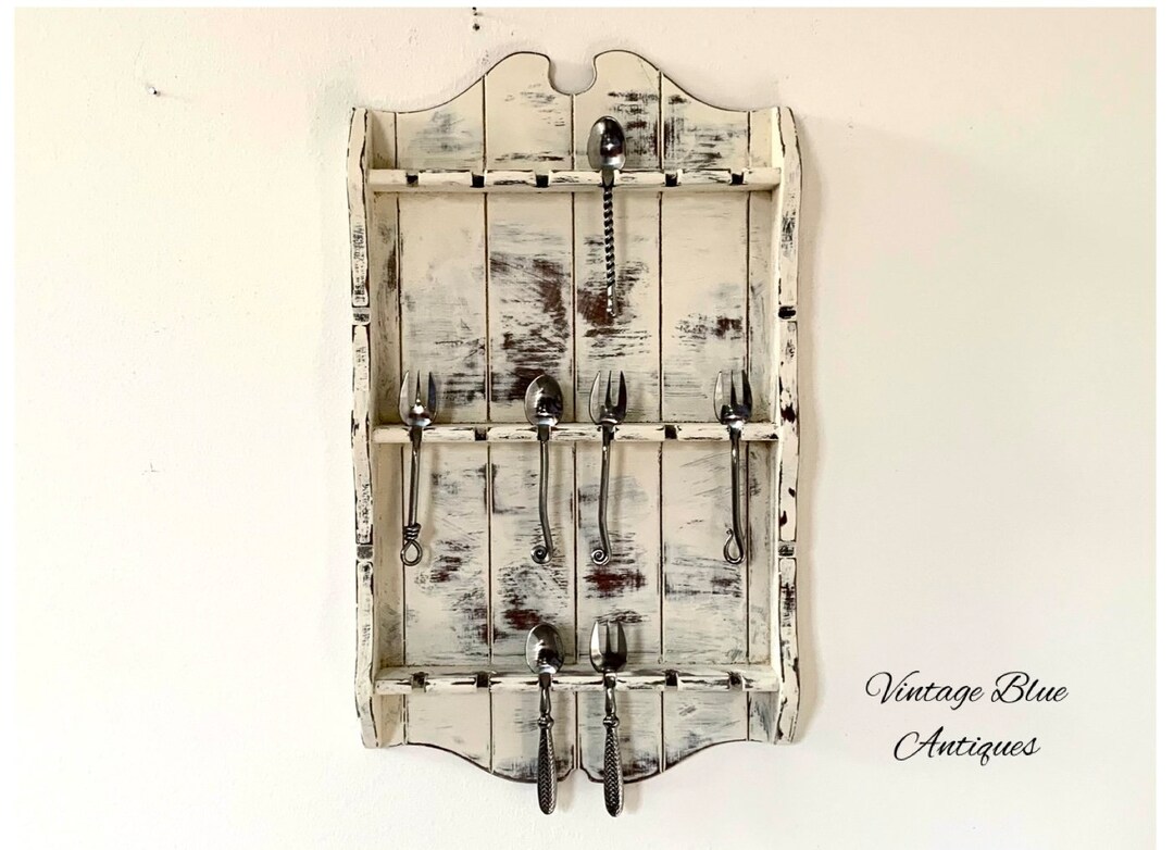 Vintage Spoon Rack, 18 Places for Spoons, Shabby Chic Hand Painted - Etsy