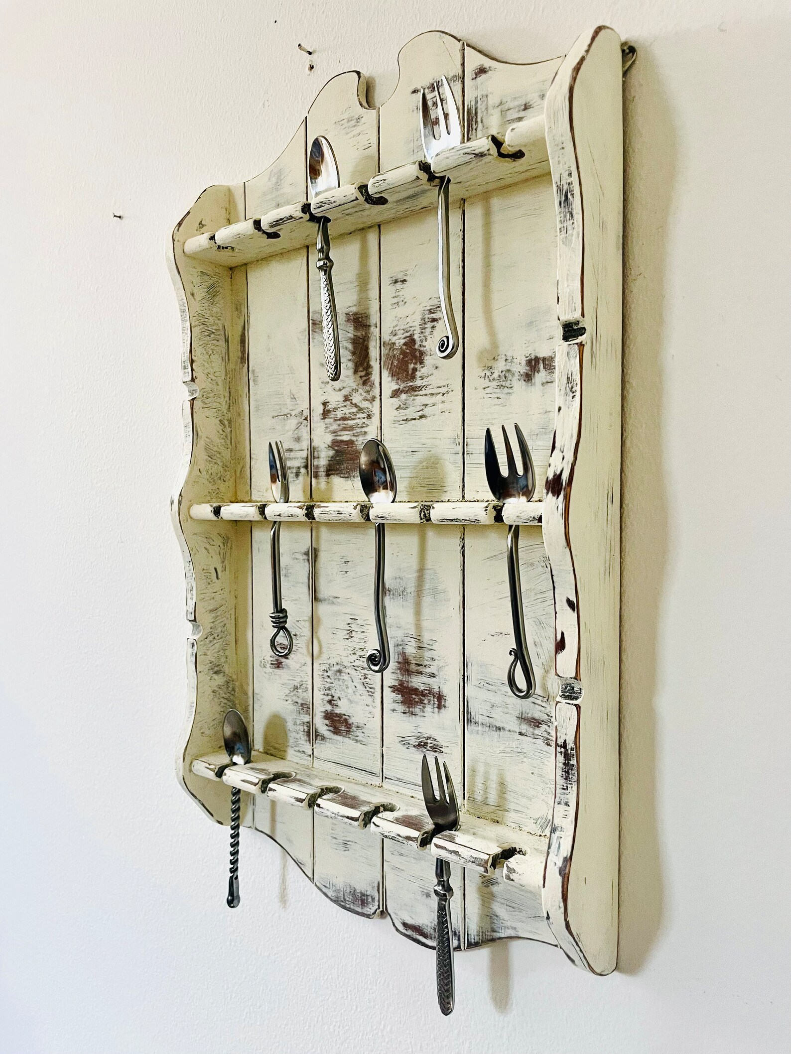 Vintage Spoon Rack, 18 Places for Spoons, Shabby Chic Hand Painted - Etsy