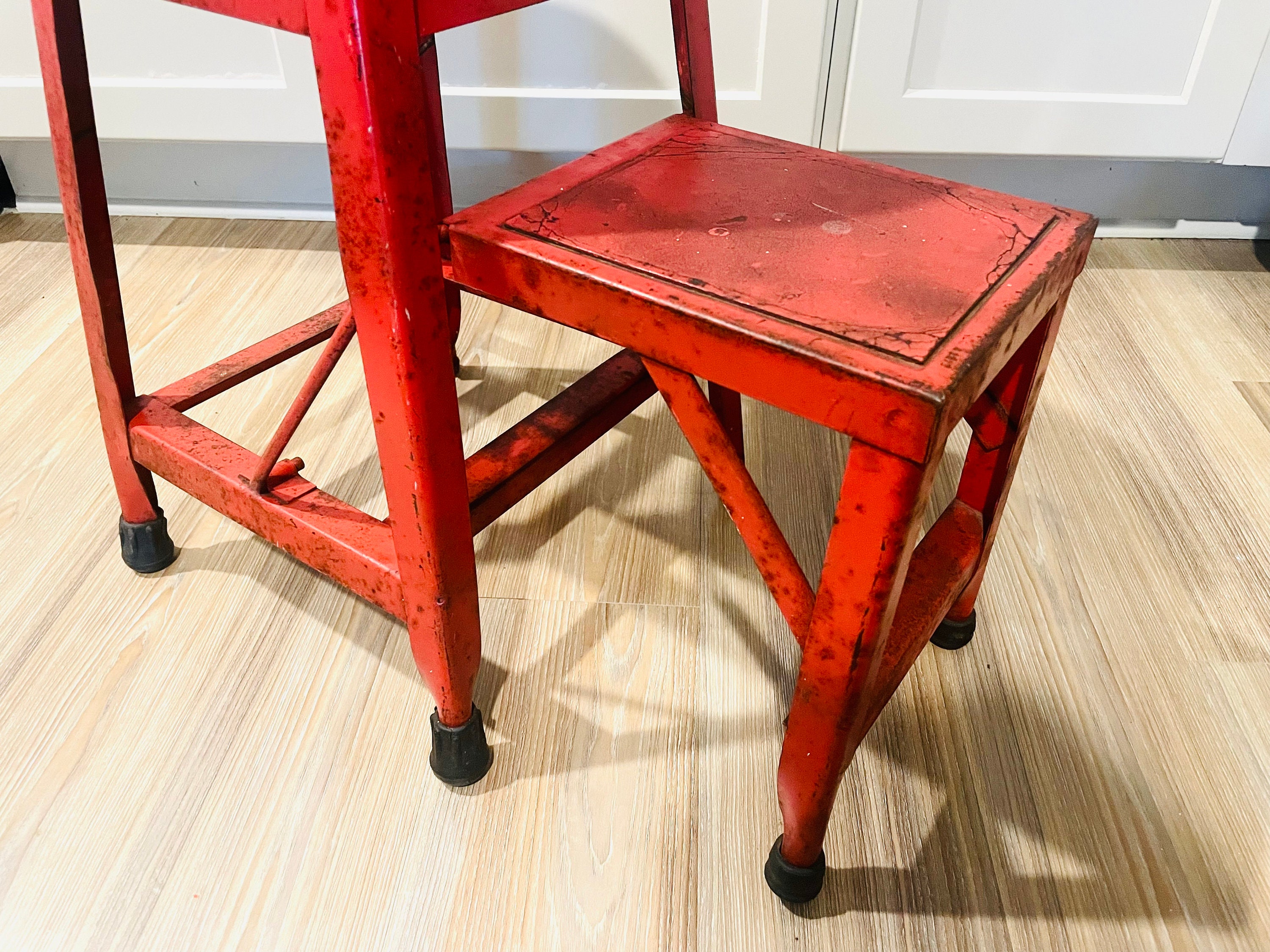 Vintage Retro Metal Step Stool, Mid Century Kitchen Folding Step Ladder ...