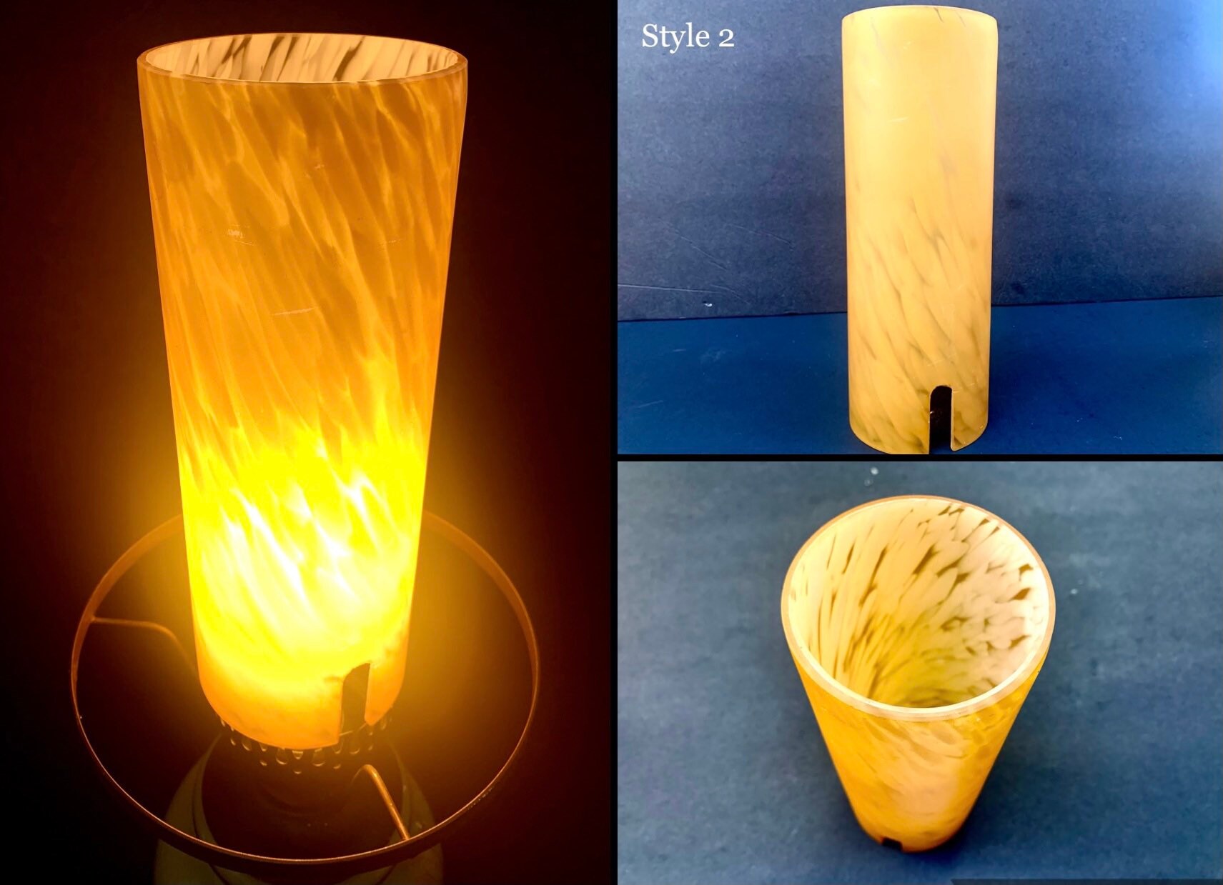 Hand Painted Stone Glass Lamp Shade, Scone Glass Shade, Cylinder Glass ...