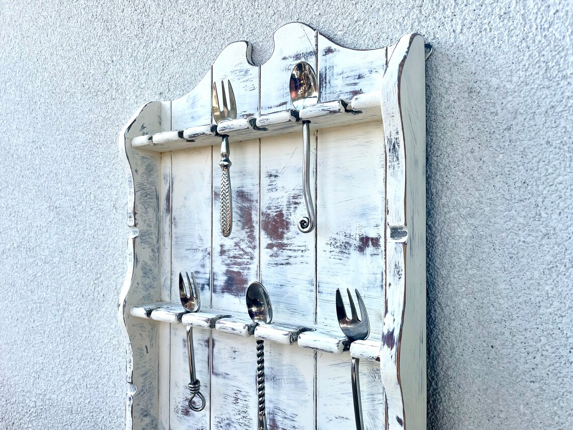 Vintage Spoon Rack, 18 Places for Spoons, Shabby Chic Hand Painted - Etsy