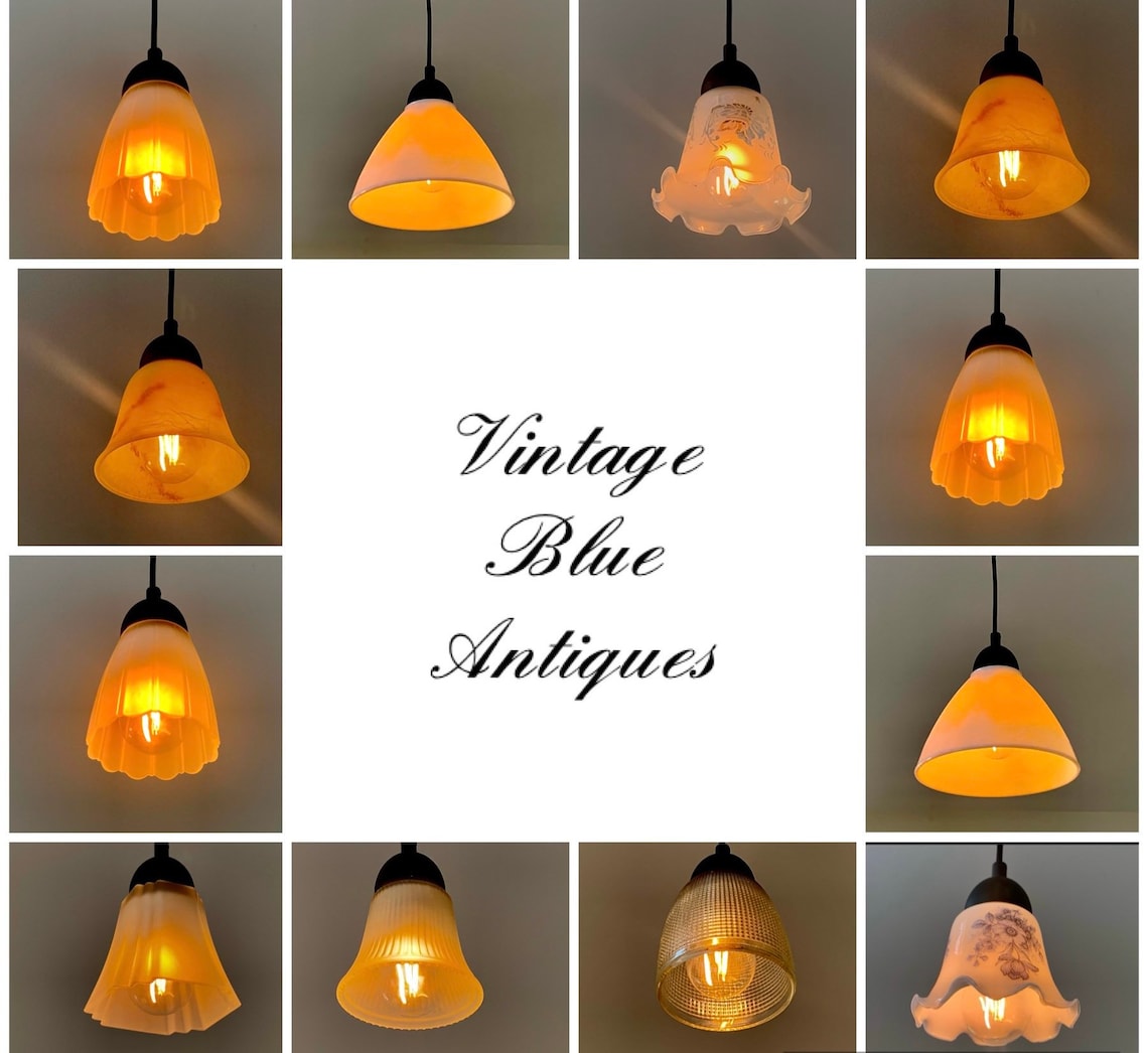 Vintage Glass Shade Recreated Electric Shade Vintage Lamp | Etsy