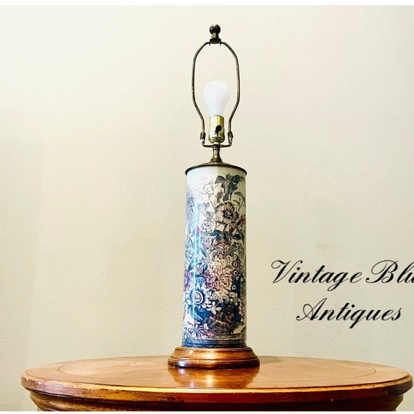 Antique Hand Painted Ceramic Lamp - Etsy