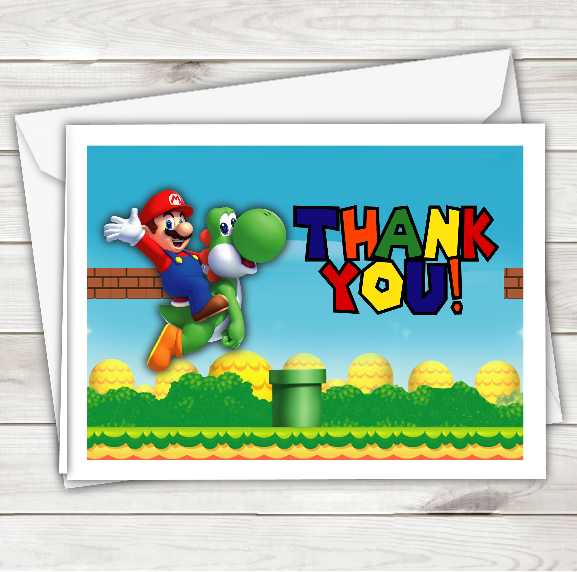 Super Mario Bros Thank You Cards Ensemble De 4 Cartes De Etsy