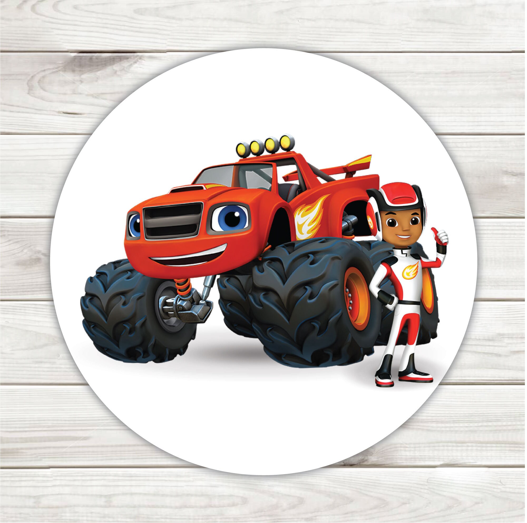 Personalized Blaze and the Monster Machines Round Stickers | Etsy
