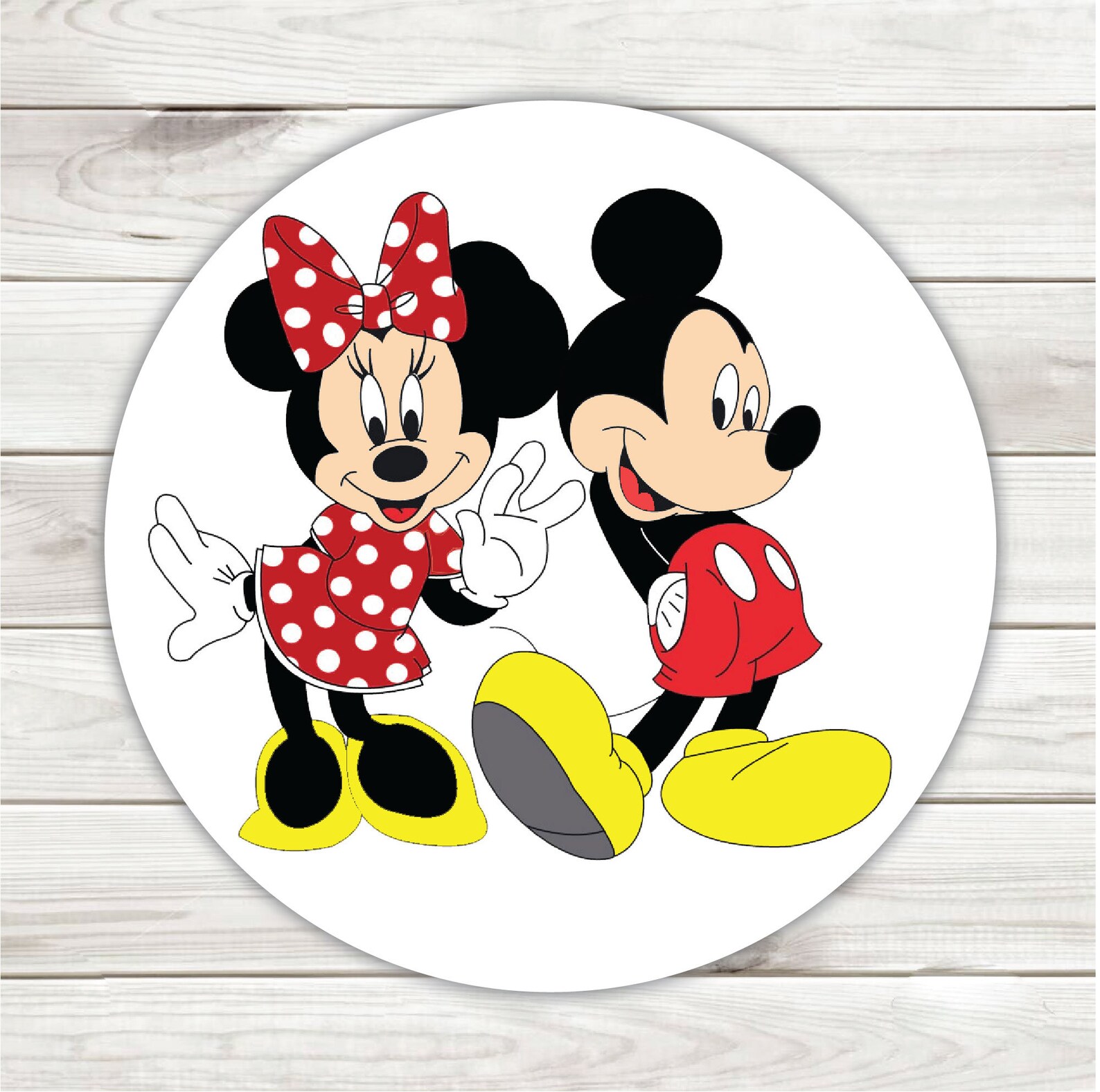 Mickey and Minnie Mouse Round Stickers Mickey and Minnie | Etsy