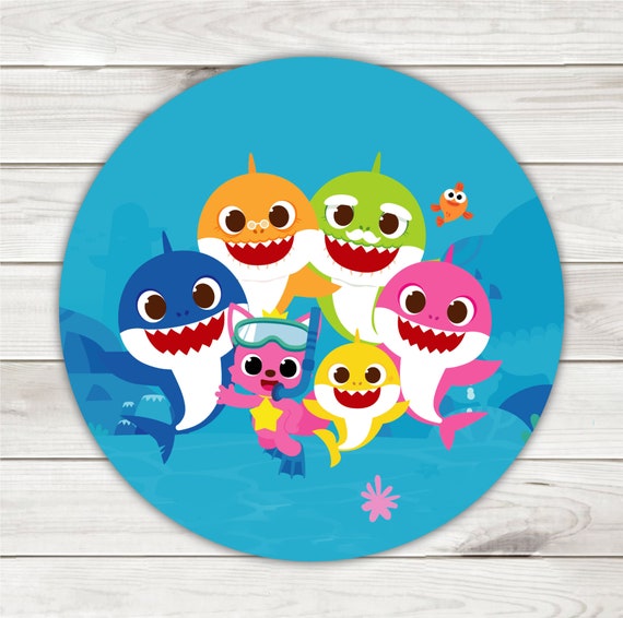 Personalized Baby Shark Round Stickers Personalized Baby | Etsy