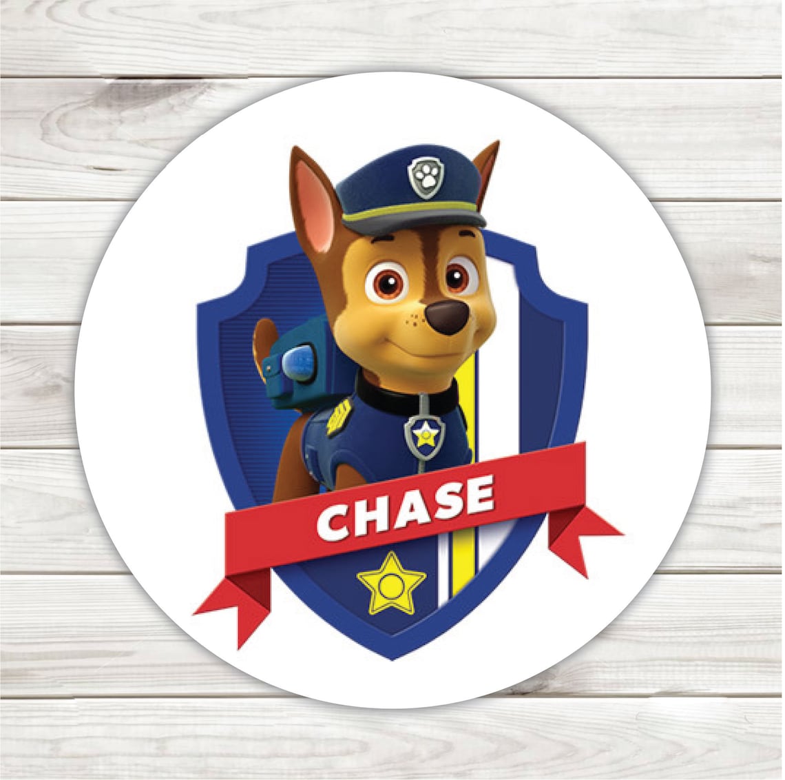 Paw Patrol Chase Round Stickers Paw Patrol Chase Birthday | Etsy