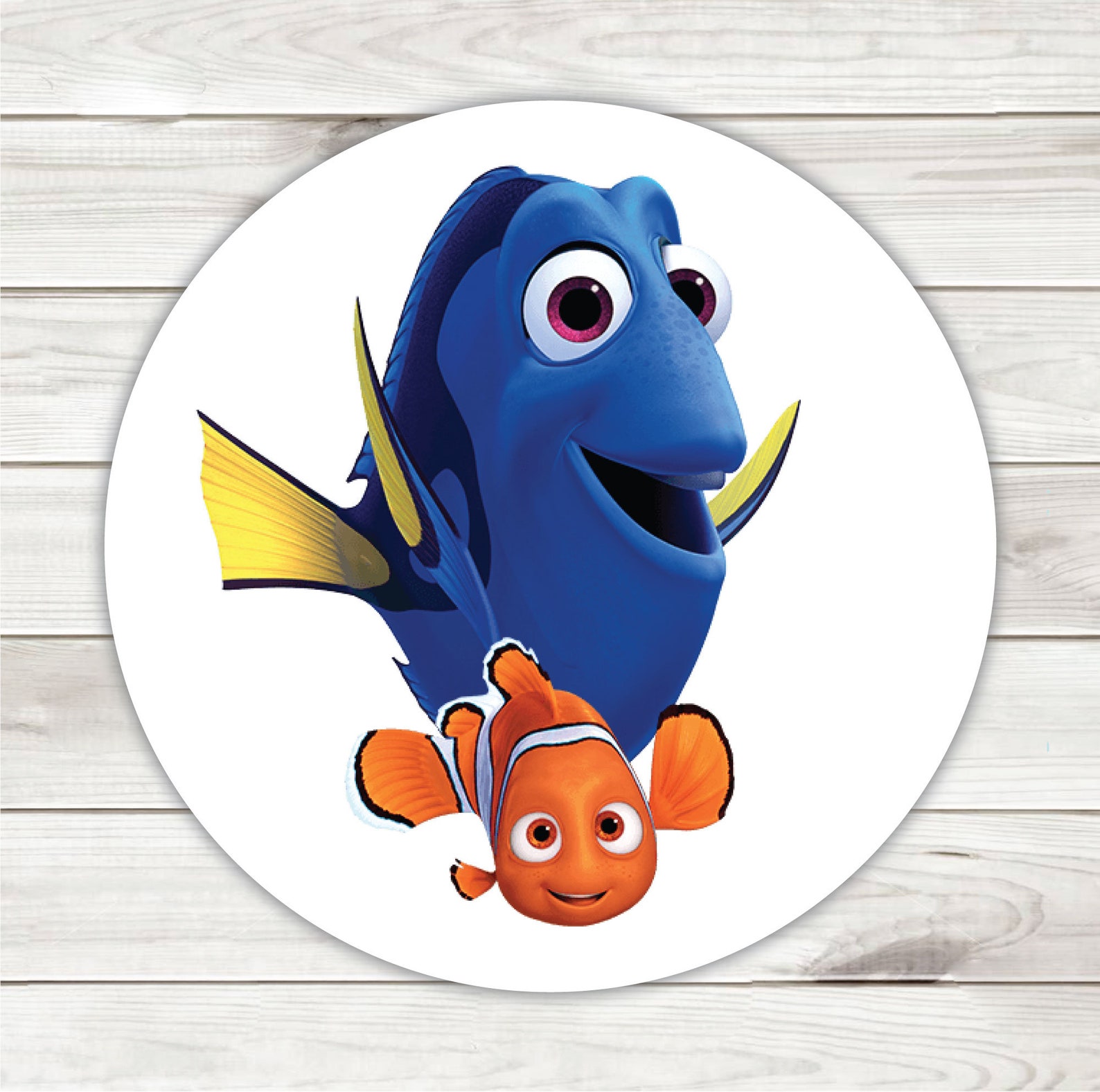 Nemo and Dory Round Stickers Nemo and Dory Birthday Party | Etsy