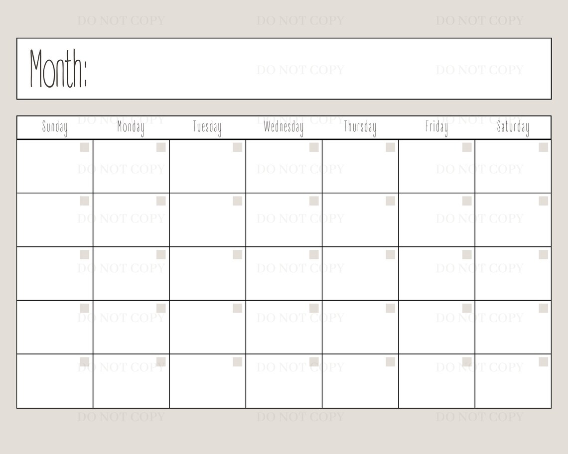 Printable Digital Download Perpetual Blank Calendar | Rae Dunn Inspired ...