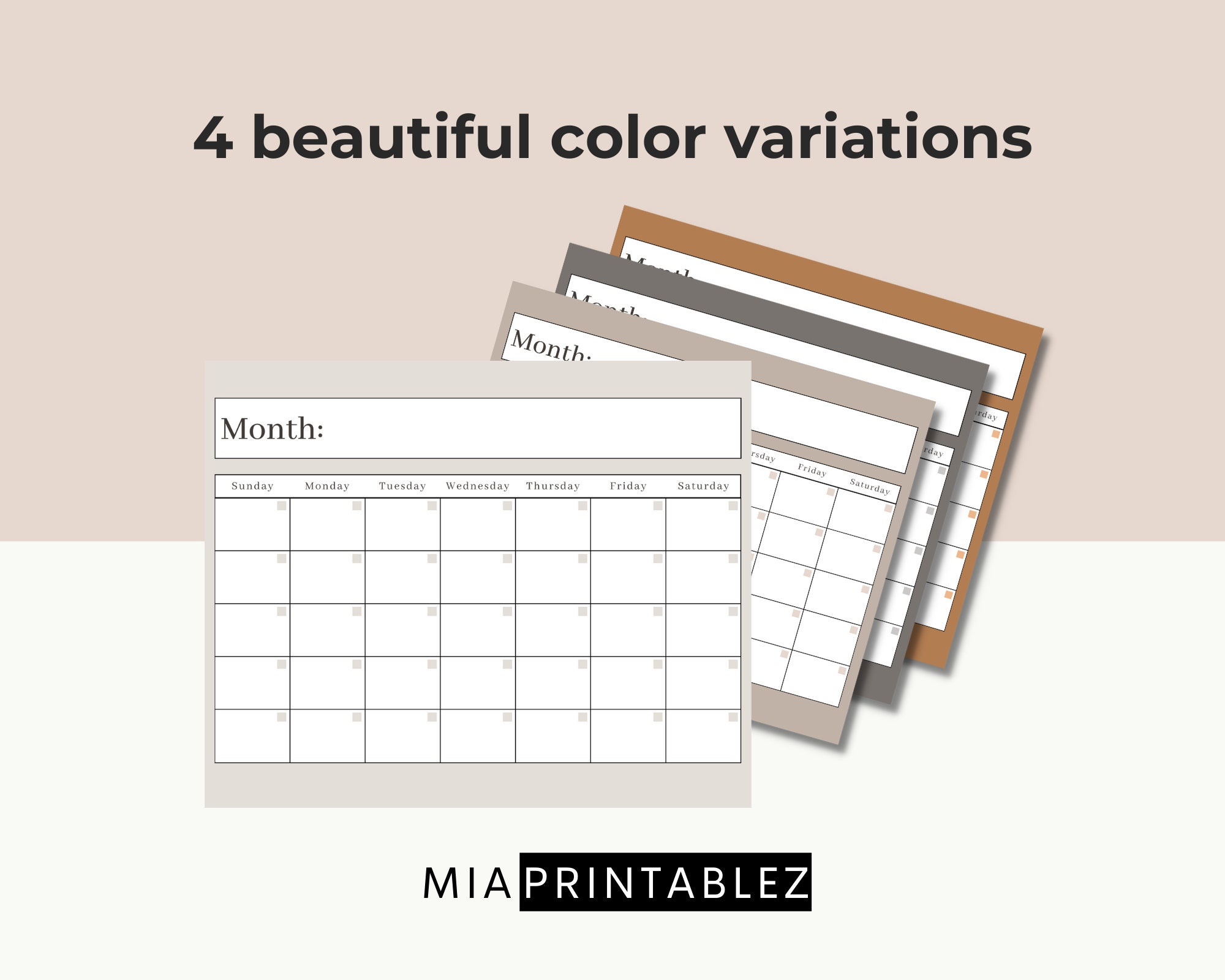 Printable Perpetual Blank Calendar | Monthly & Weekly Planner | Instant ...