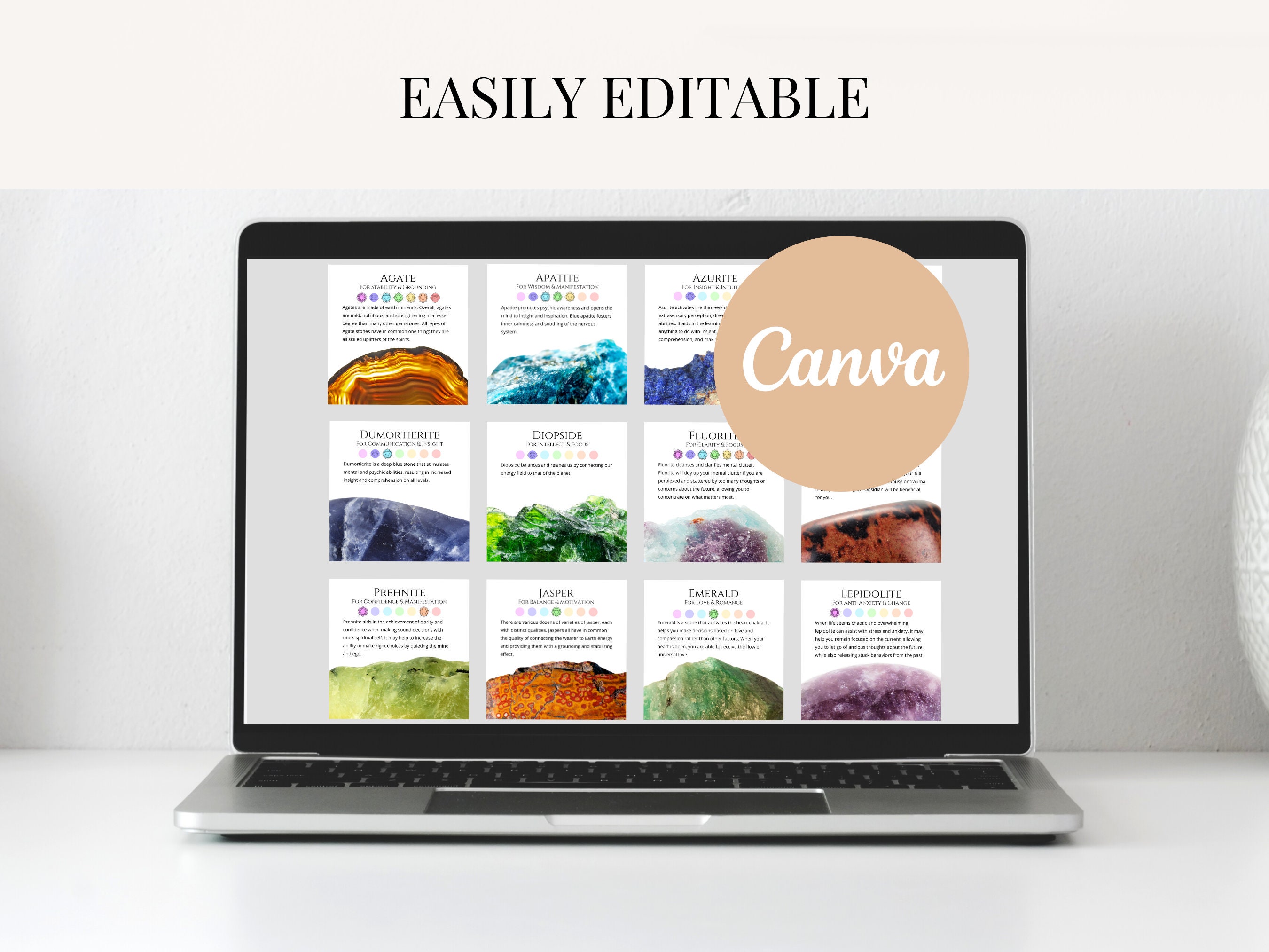 Set of 100 Printable Crystal Cards, Crystal Meaning Cards, Printable ...