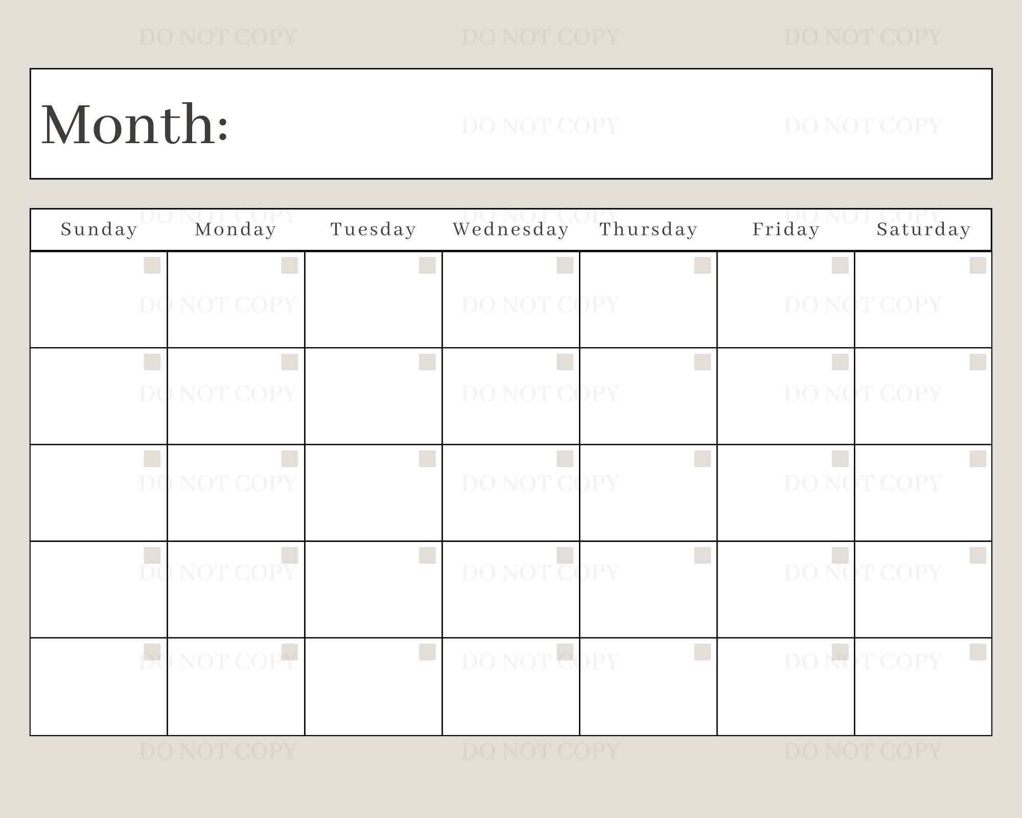 Printable Perpetual Blank Calendar | Monthly & Weekly Planner | Instant ...