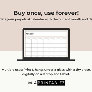 Printable Digital Download Perpetual Blank Calendar, Monthly & Weekly ...