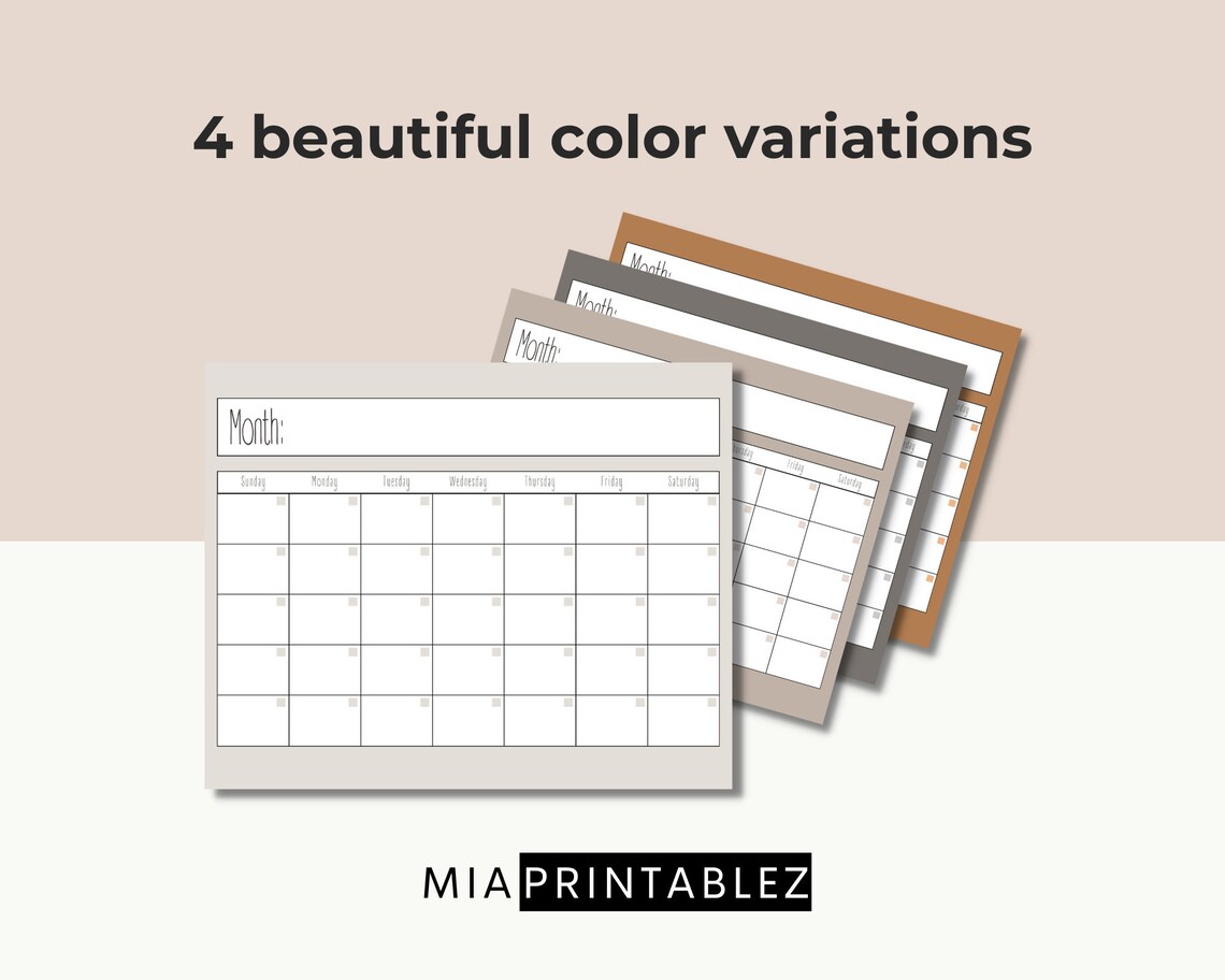 Printable Digital Download Perpetual Blank Calendar | Rae Dunn Inspired ...