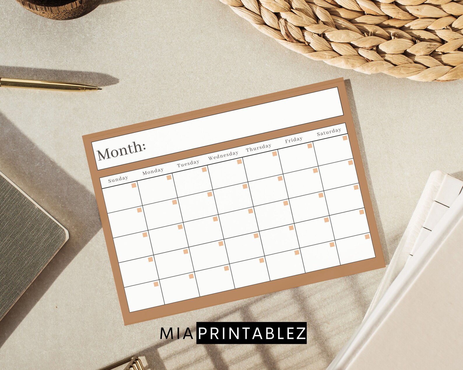Printable Digital Download Perpetual Blank Calendar, Monthly & Weekly ...