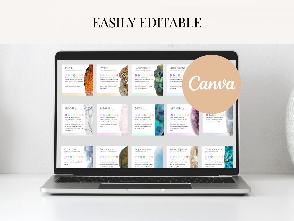 Set of 50 Printable Crystal Cards, Crystal Meaning Cards, Printable ...