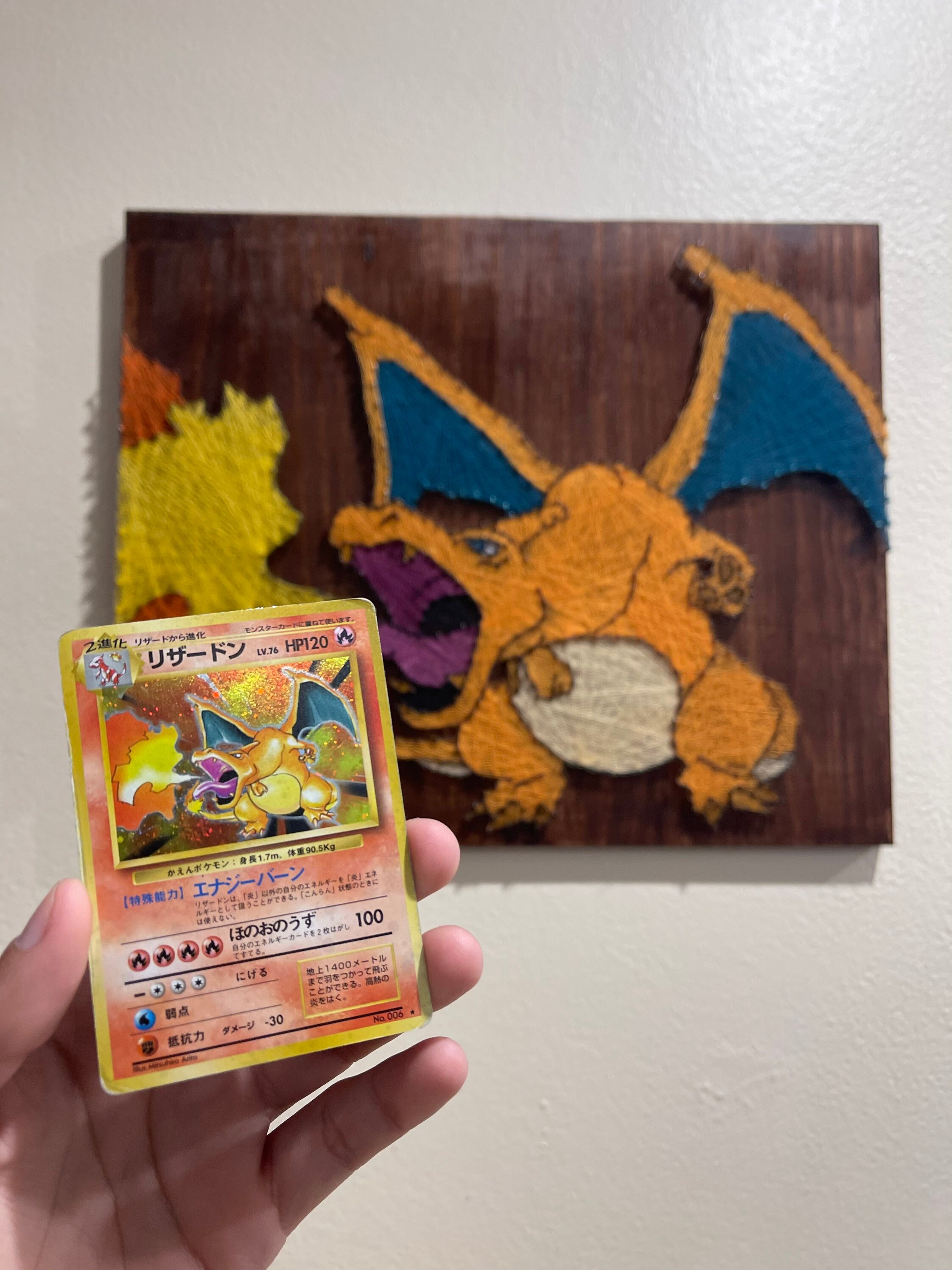 Charizard Base Set Pokemon String Wall Art | Room Decor | Collection ...
