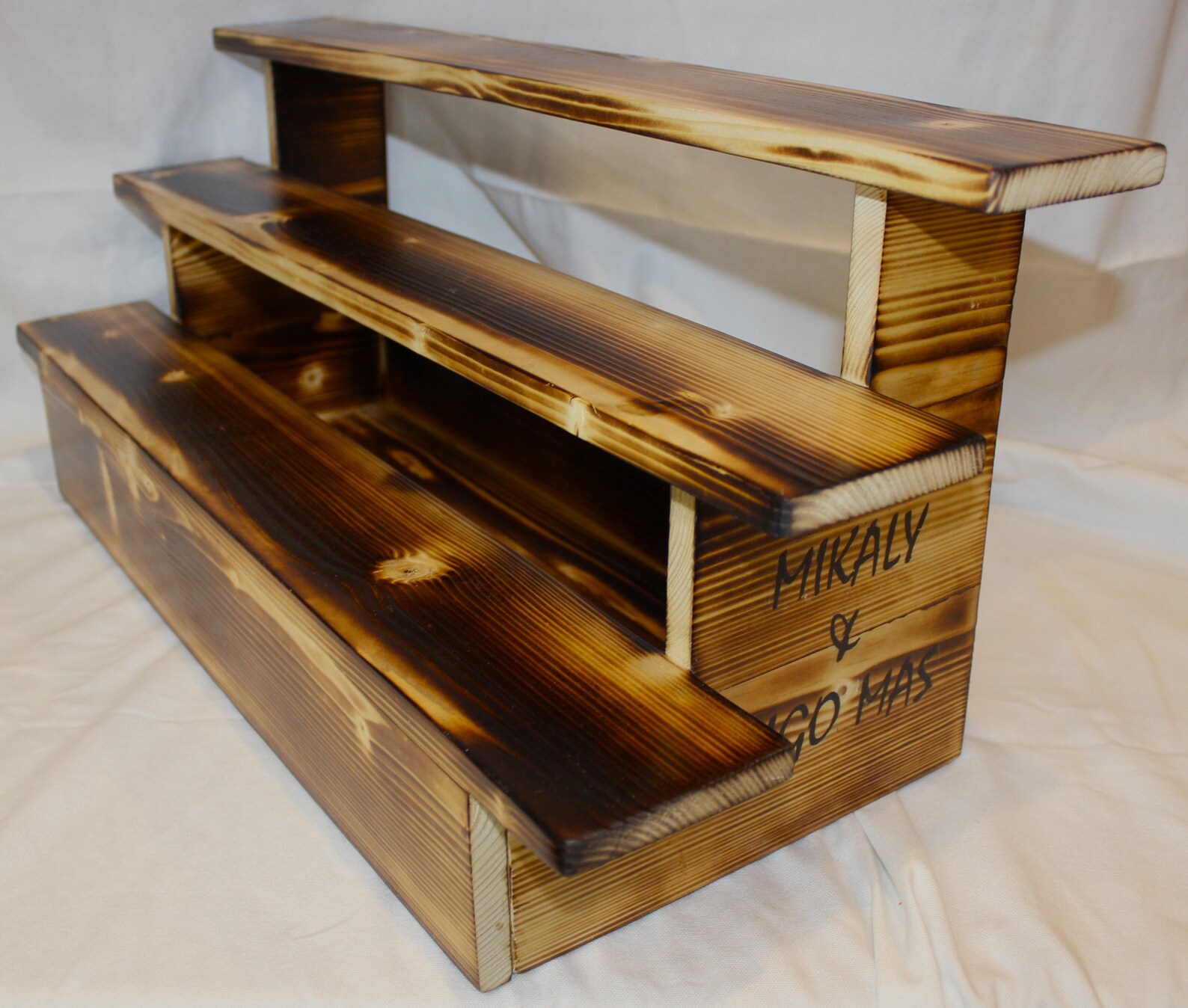 3 Tiered Wooden Display Shelf, Three Shelf Soap Vendor Display, Shou ...