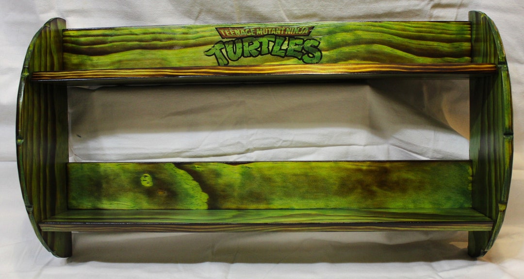 Ninja Turtle Shelf, Funko Pop Display Handcrafted Wood TMNT Storage ...