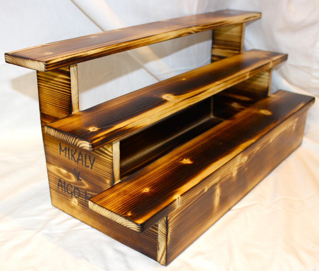 3 Tiered Wooden Display Shelf, Three Shelf Soap Vendor Display, Shou ...