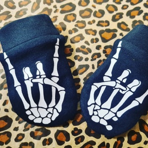 Skeleton Rock Hand Gothic Mittens Newborn Baby Present Alt - Etsy